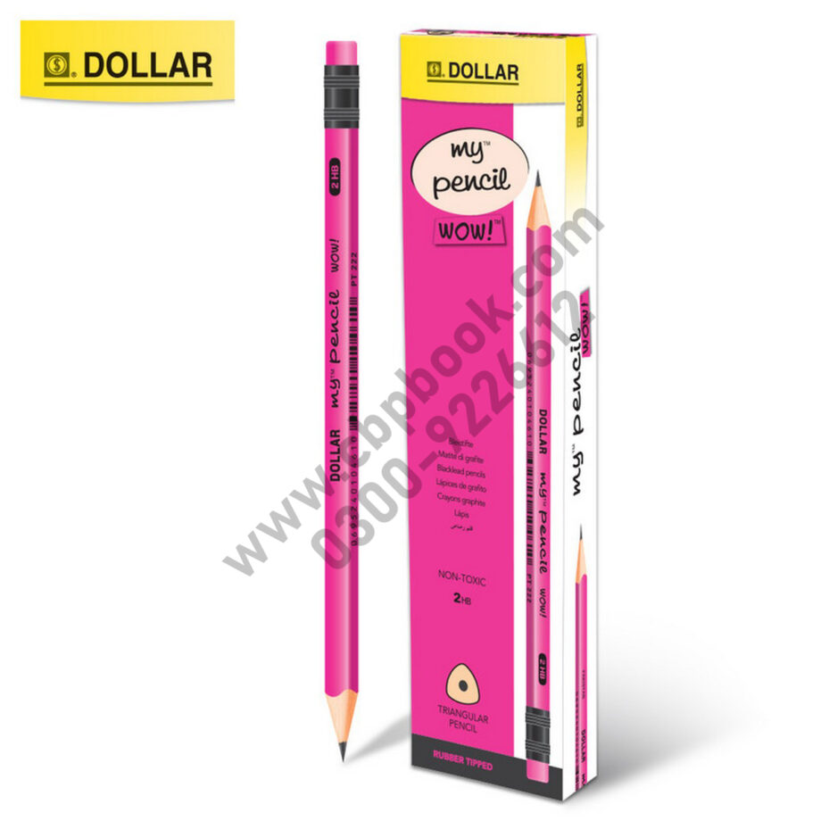 DOLLAR My Pencil WOW! Triangular Pencil 2HB with Eraser Pack of 12 ...